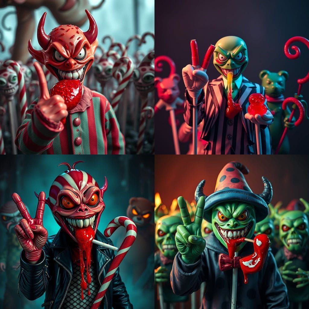 Surreal Candy Kingdom Villain Embracing Peace Amid... - AI Art
