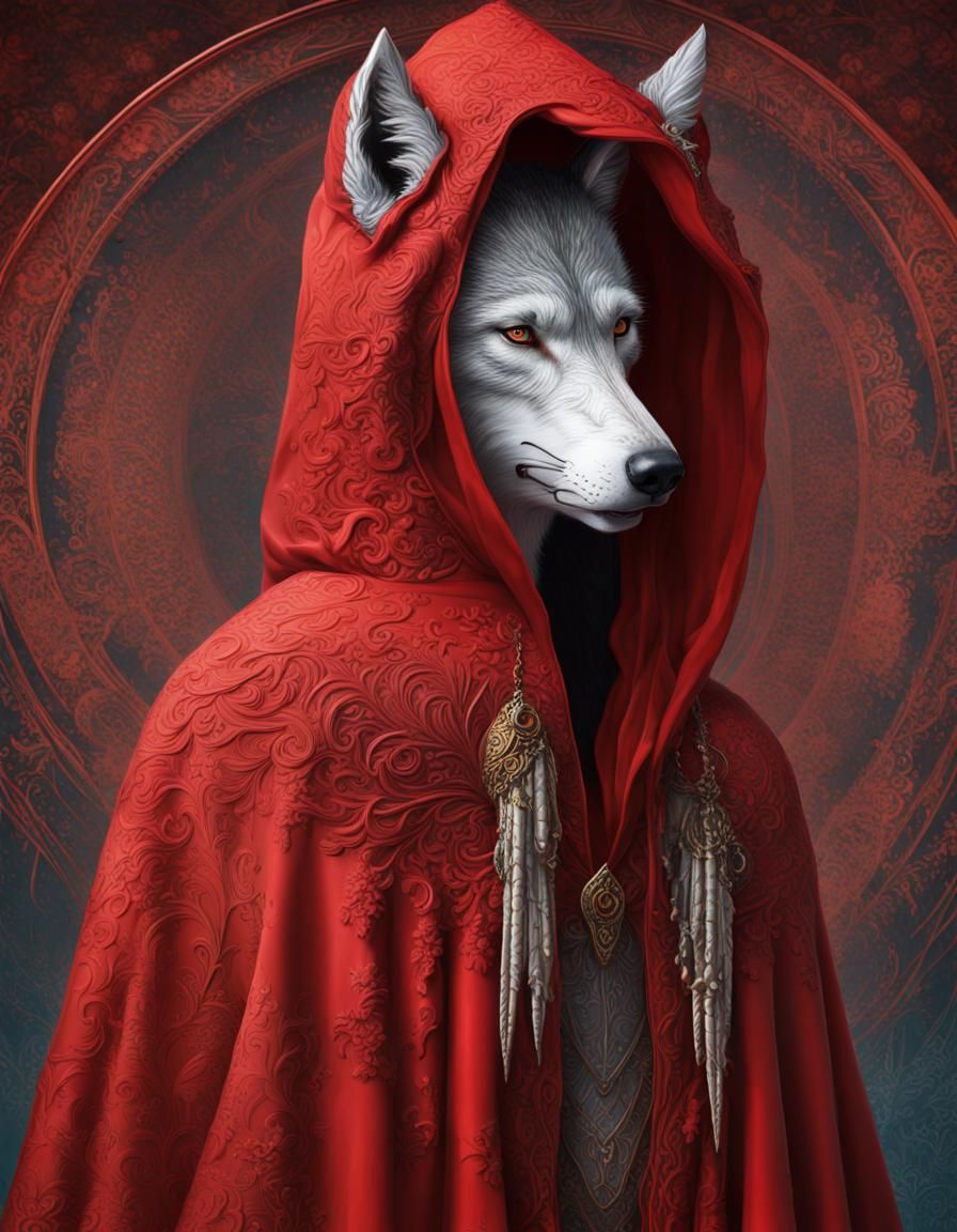 Wolf Cloaked in Red - AI Generated Artwork - NightCafe Creator