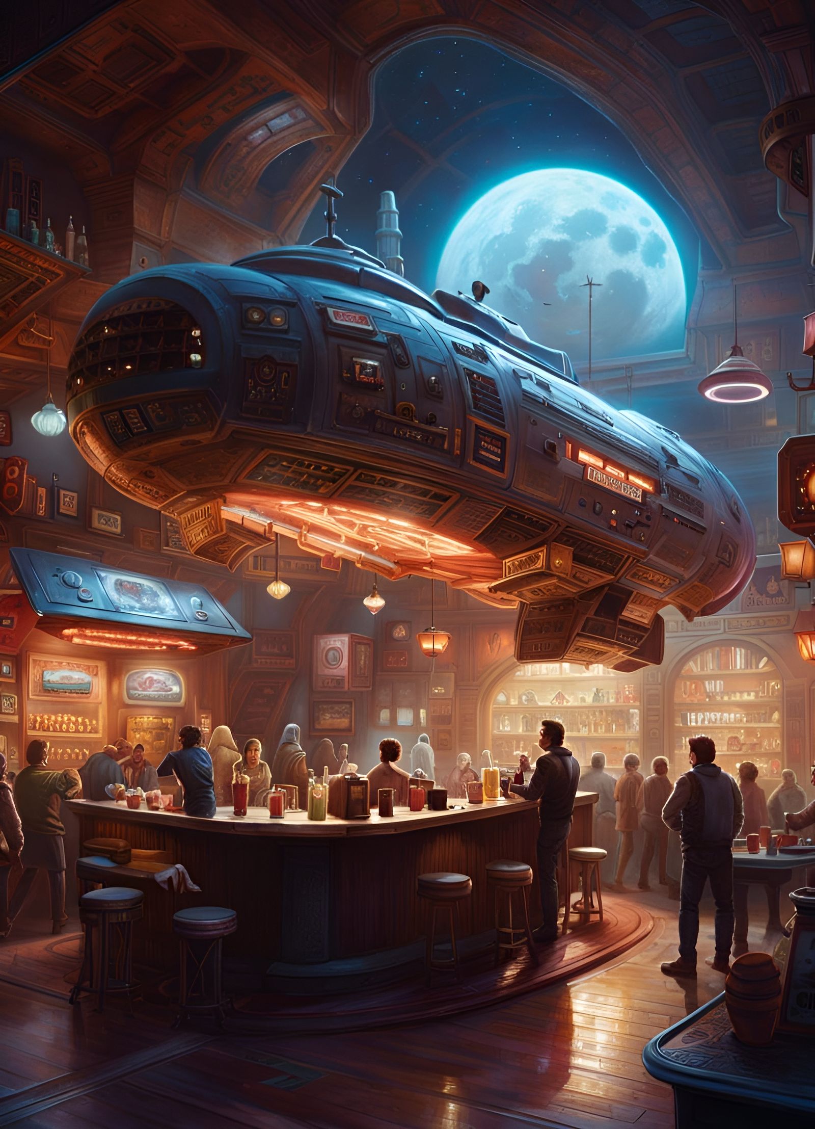 Coffee Shop in Space - AI Generated Artwork - NightCafe Creator