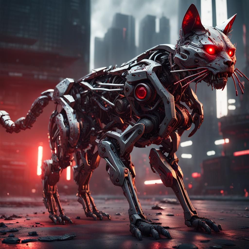 Giant cyborg cat - AI Generated Artwork - NightCafe Creator