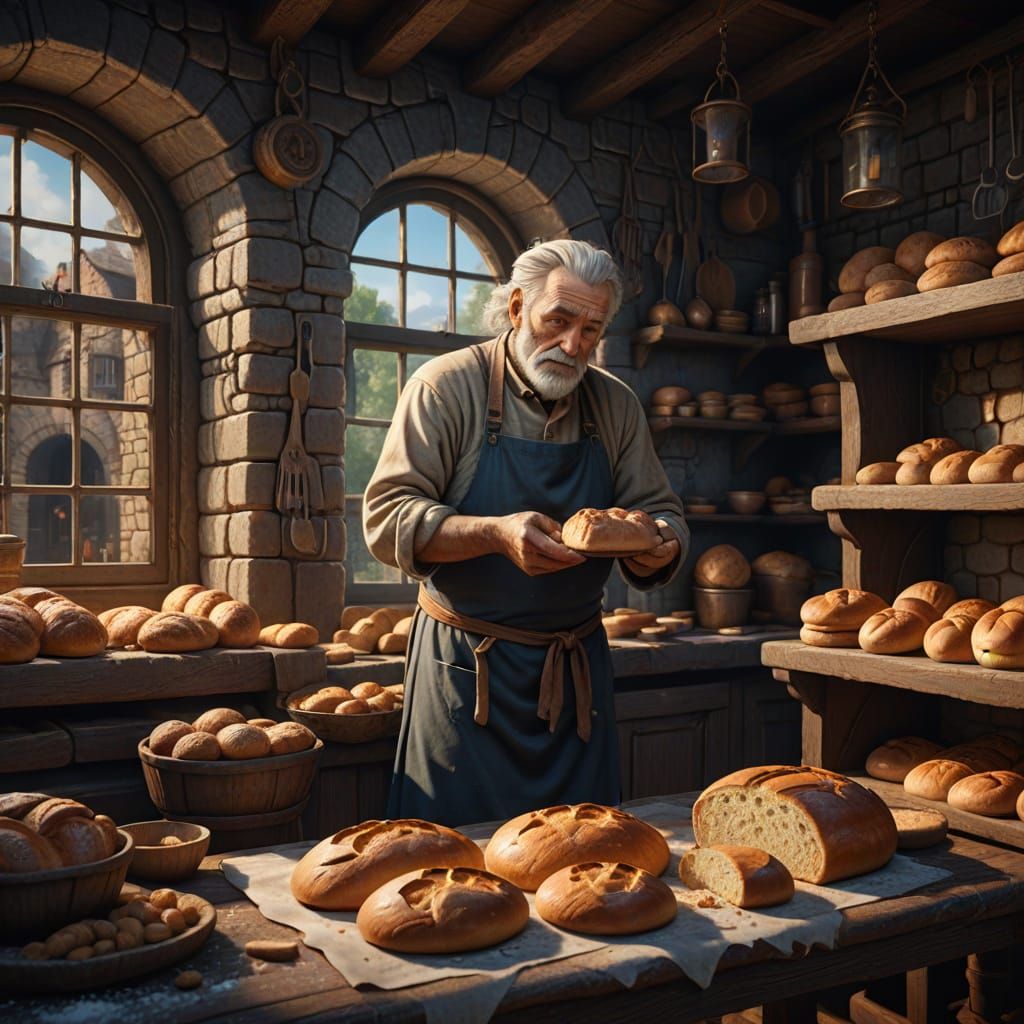 18th Century Baker's Cozy Artisanal Bakery Scene i... - AI Art