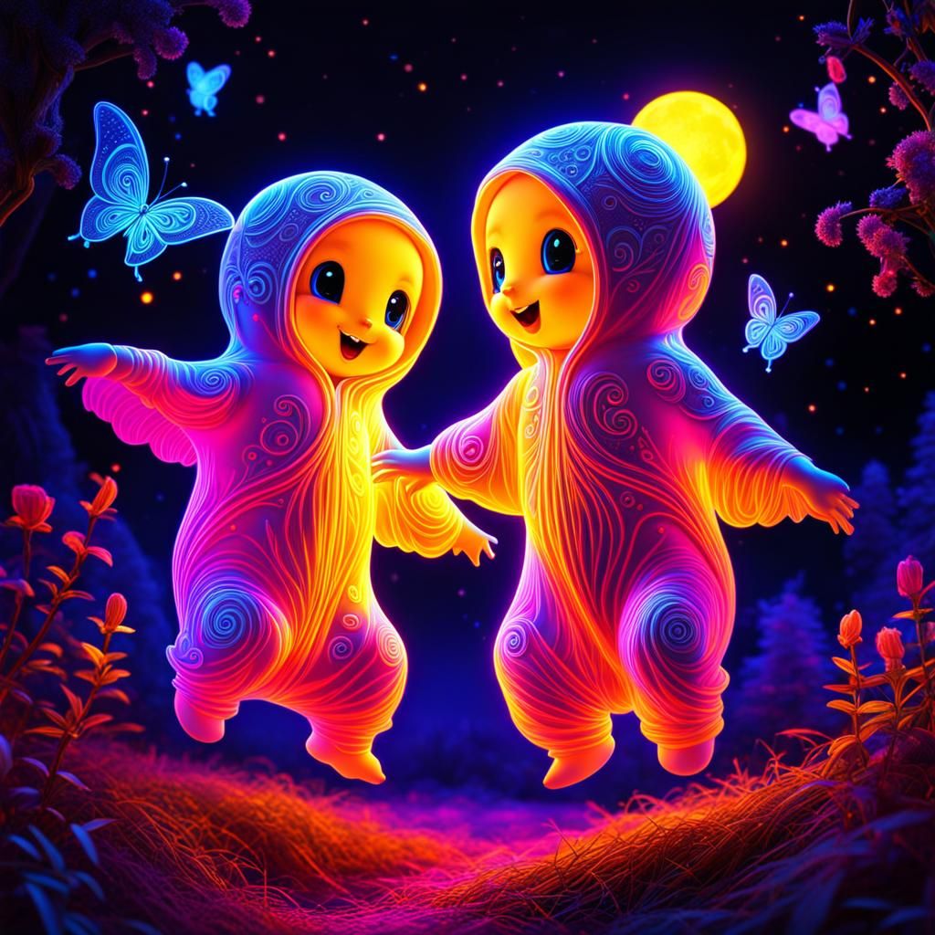Two Baby Ghosts Dancing. - AI Generated Artwork - NightCafe Creator