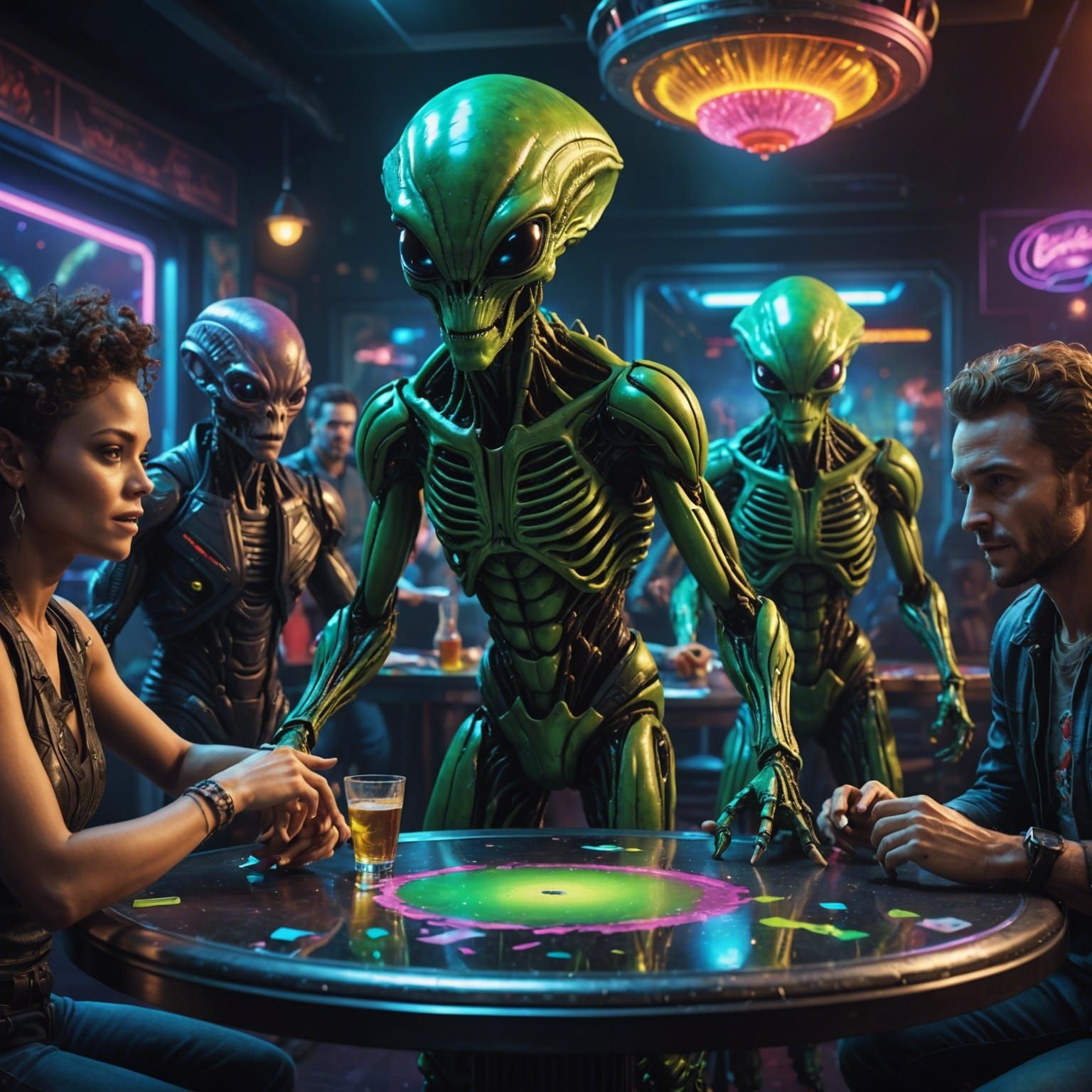 Aliens having a party in a club. - AI Generated Artwork - NightCafe Creator