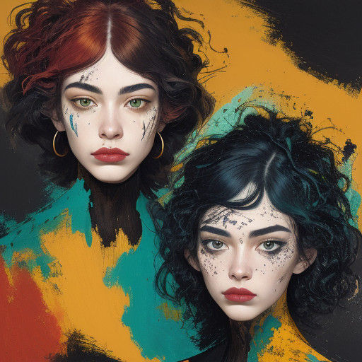 Twins Melodramatic Actresses - Dramatic Sisters' Close-up Po...