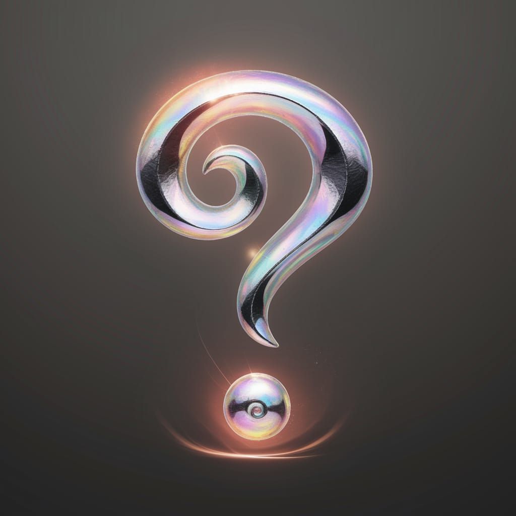 Iridescent Gothic Question Mark in Medieval Metal - AI Art
