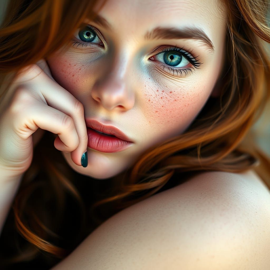 Heterochromatic Woman Portrait in Soft Natural Lig... - AI Art