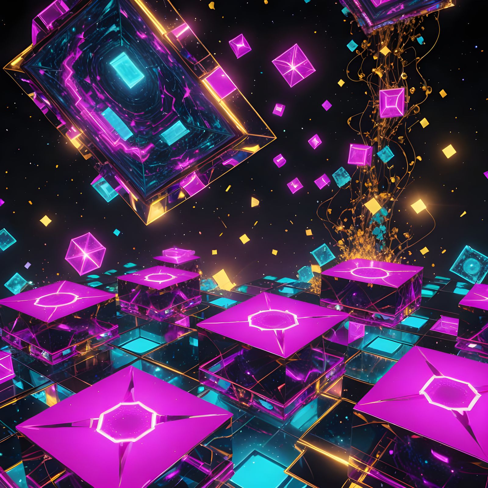 square-centric cosmos - Vibrant Square-Centric Cosmos in Neo...