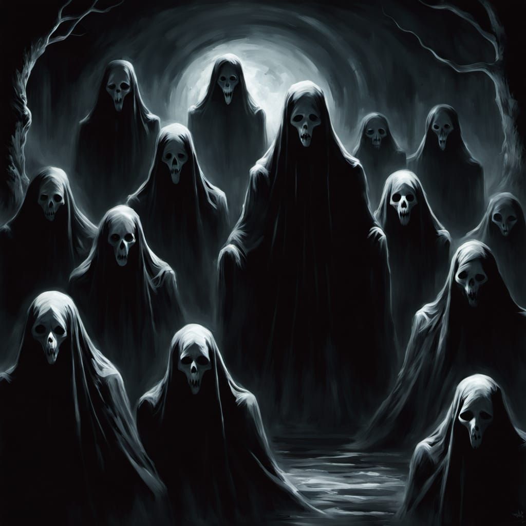 Sinister Shadows in a Dark Nightmare Scene, in a C... - AI Art