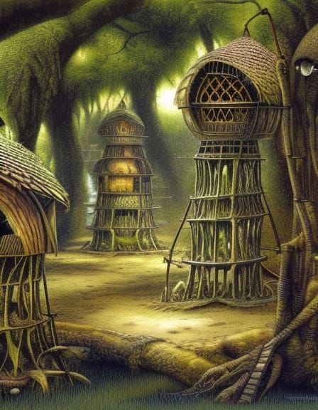 alien jungle civilization - AI Generated Artwork - NightCafe Creator