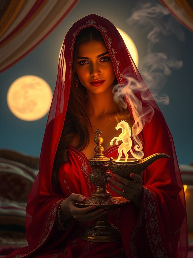 Summoning the Jinn (جِنّ) - Mystical Arab Beauty in a Smoky...