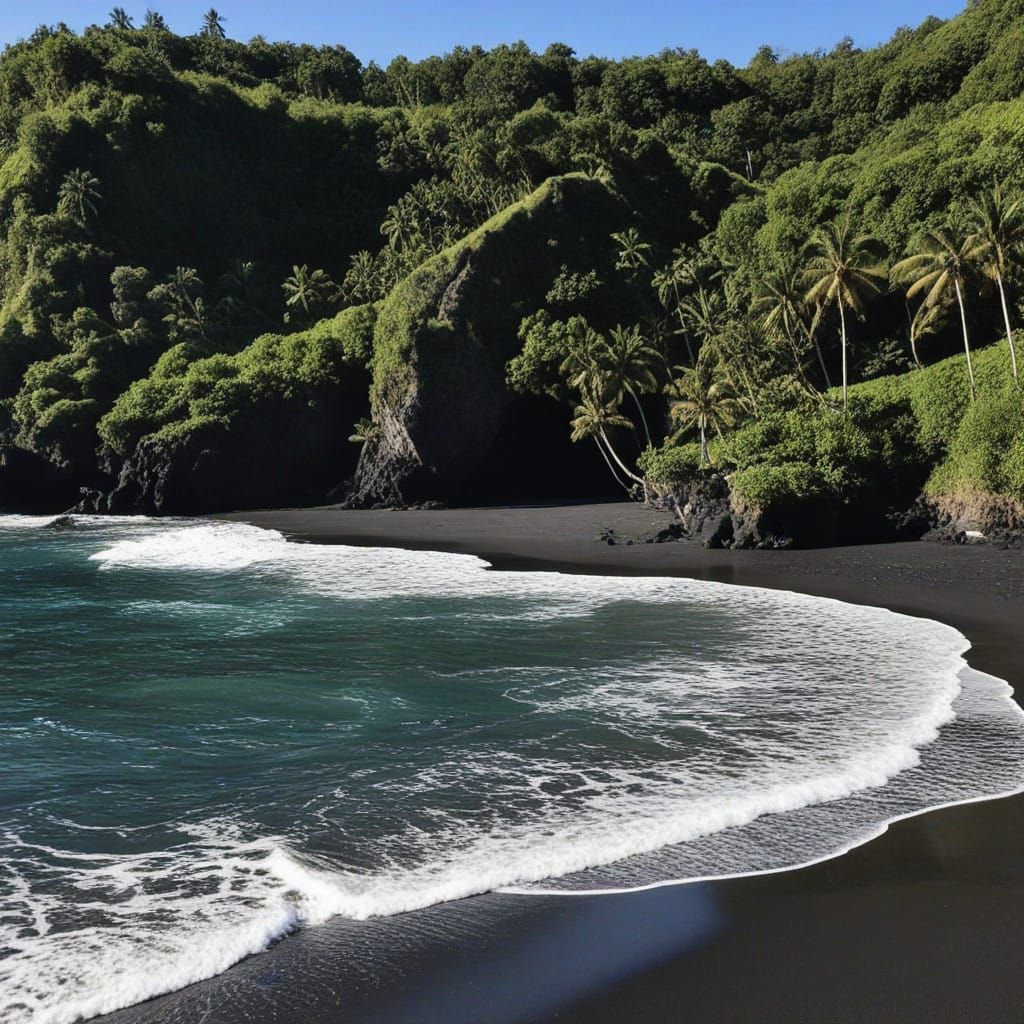 Hidden beach - Surreal Black Sand Beachscape
