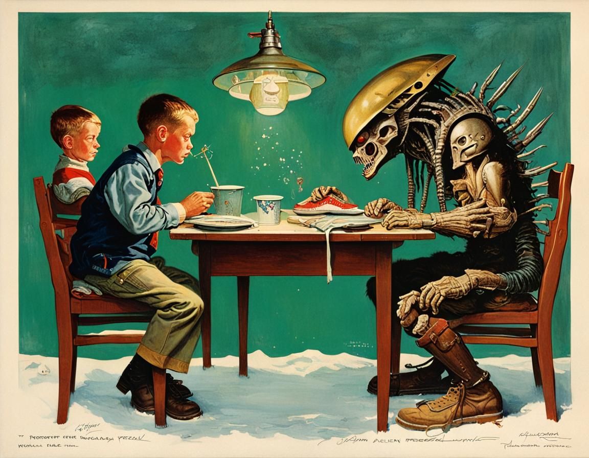 A Norman Rockwell Scifi - AI Generated Artwork - NightCafe Creator