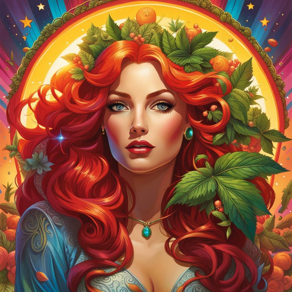 comic book version of young Rainbow Bright as a marijuana Goddess ...