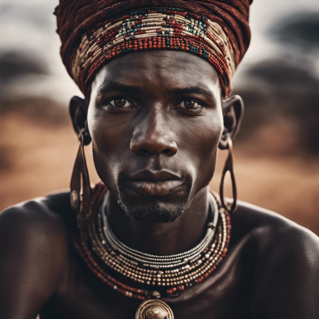 Close-up of young Kenyan man from Samburu tribe - AI Generated Artwork ...