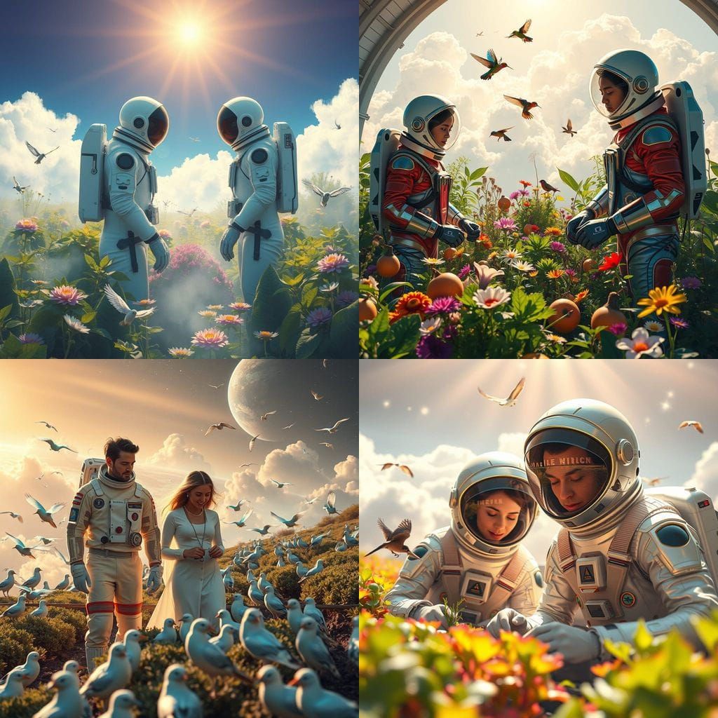 Cosmic Farmers in Space - AI Art