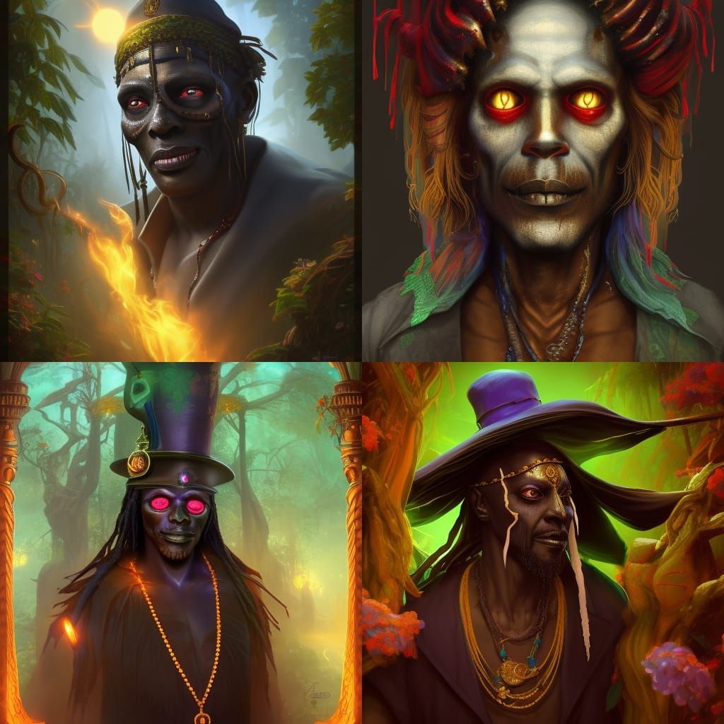 papa legba standing at jungle crossroads, detailed matte painting, deep ...