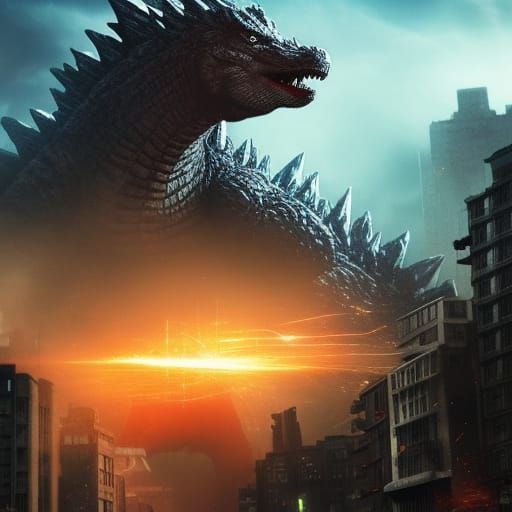 kaiju clash and godzilla ultra high quality fight in the middle of the ...