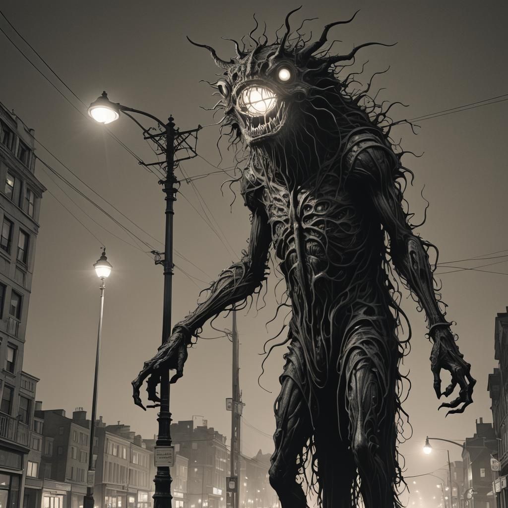 Surreal Atrocious Intimidating Streetlight Monster - AI Generated ...