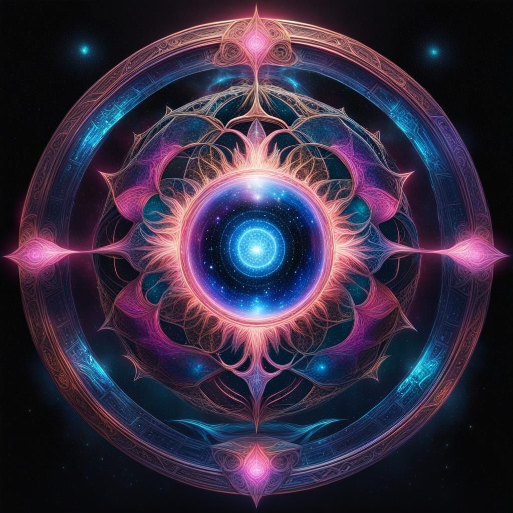 The cosmos with a luminous neon radiance: - AI Generated Artwork ...