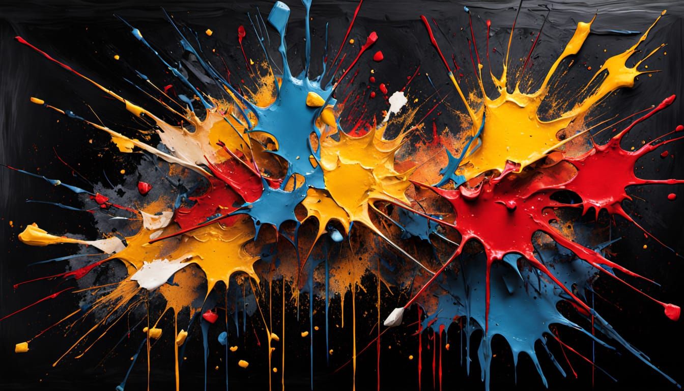 Vibrant Gold Frame in Abstract Expressionist Oil P... - AI Art