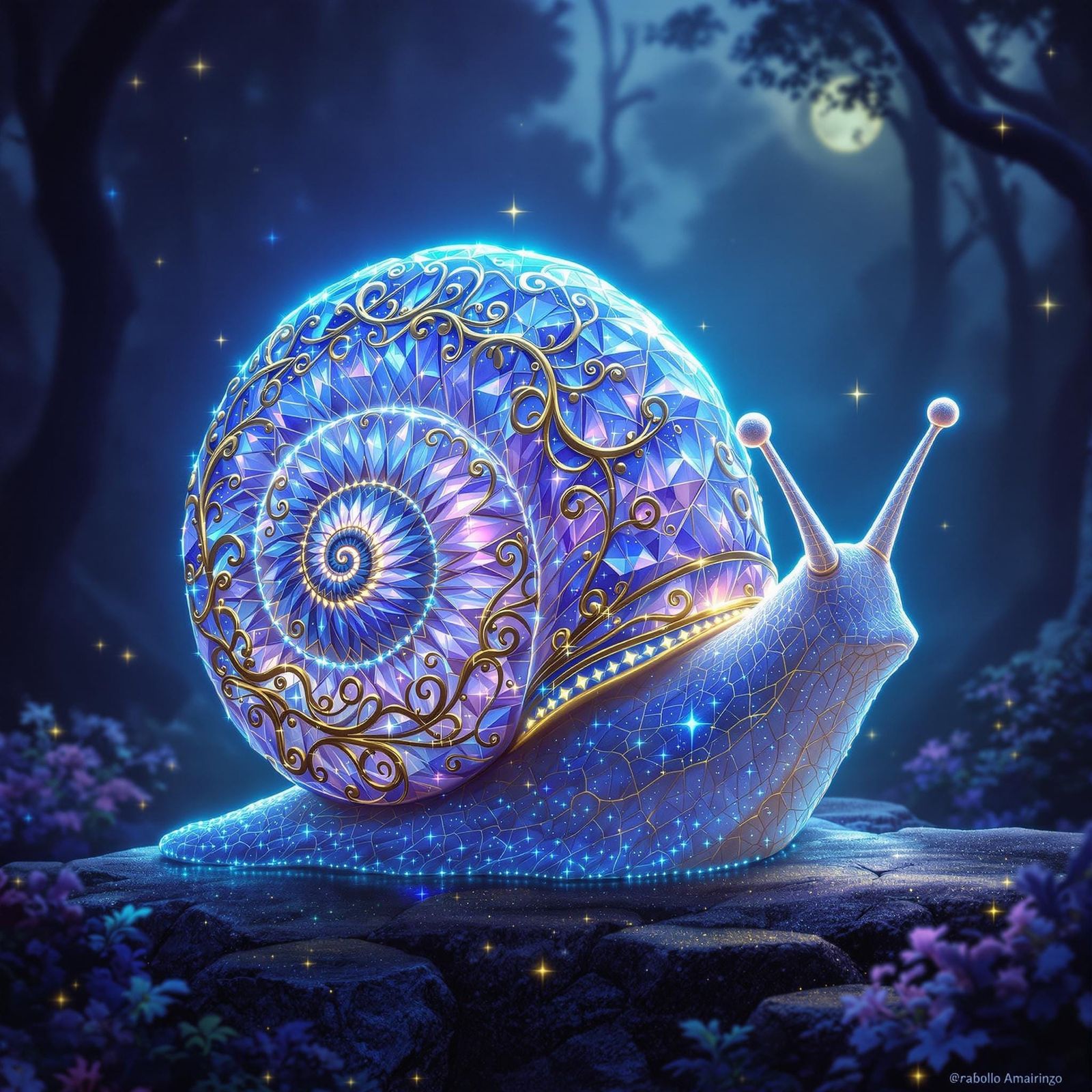 Cosmic Snail - Majestic Astral Snail with Crystal Shell and ...
