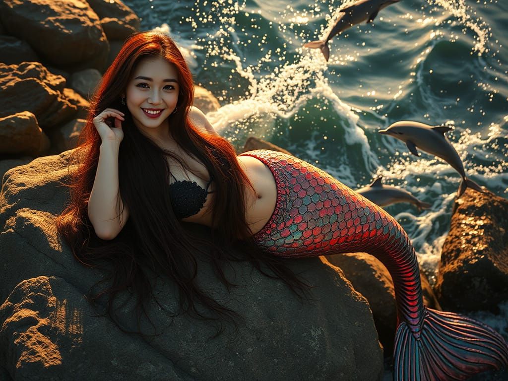 Joy Red Velvet Mermaid secret - Sultry Mermaid Goddess in Cr...