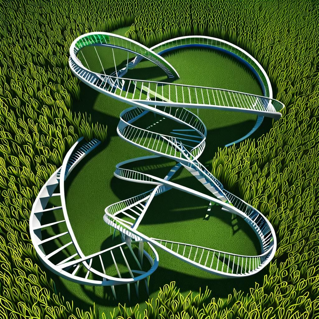 Visualize a unique and abstract landscape constructed from the elements ...