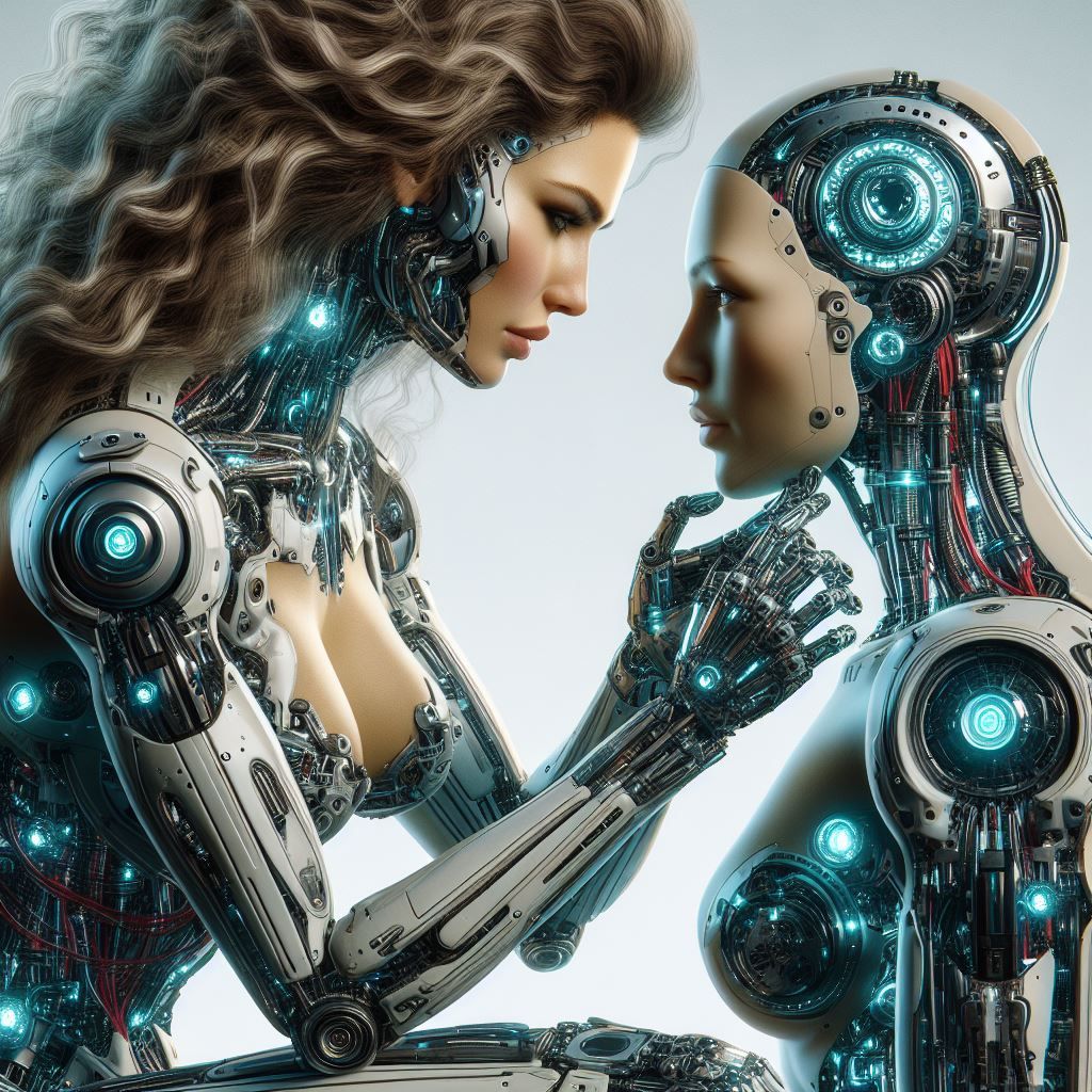 Cyborg creating Cyborg - AI Generated Artwork - NightCafe Creator