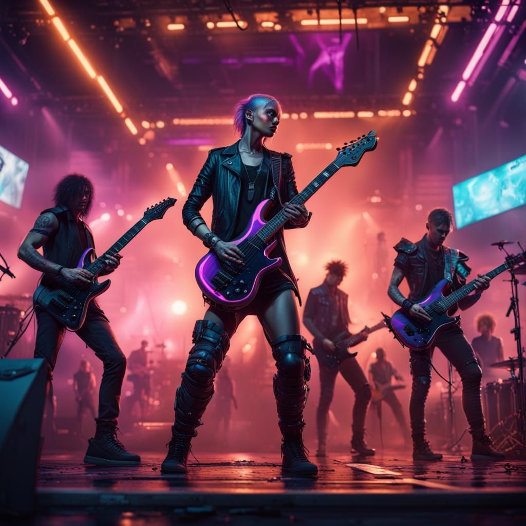 Cyberpunk rock band - AI Generated Artwork - NightCafe Creator