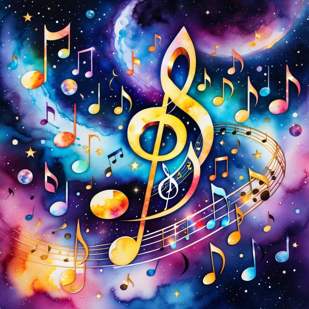 Cosmic music notes in space - AI Generated Artwork - NightCafe Creator