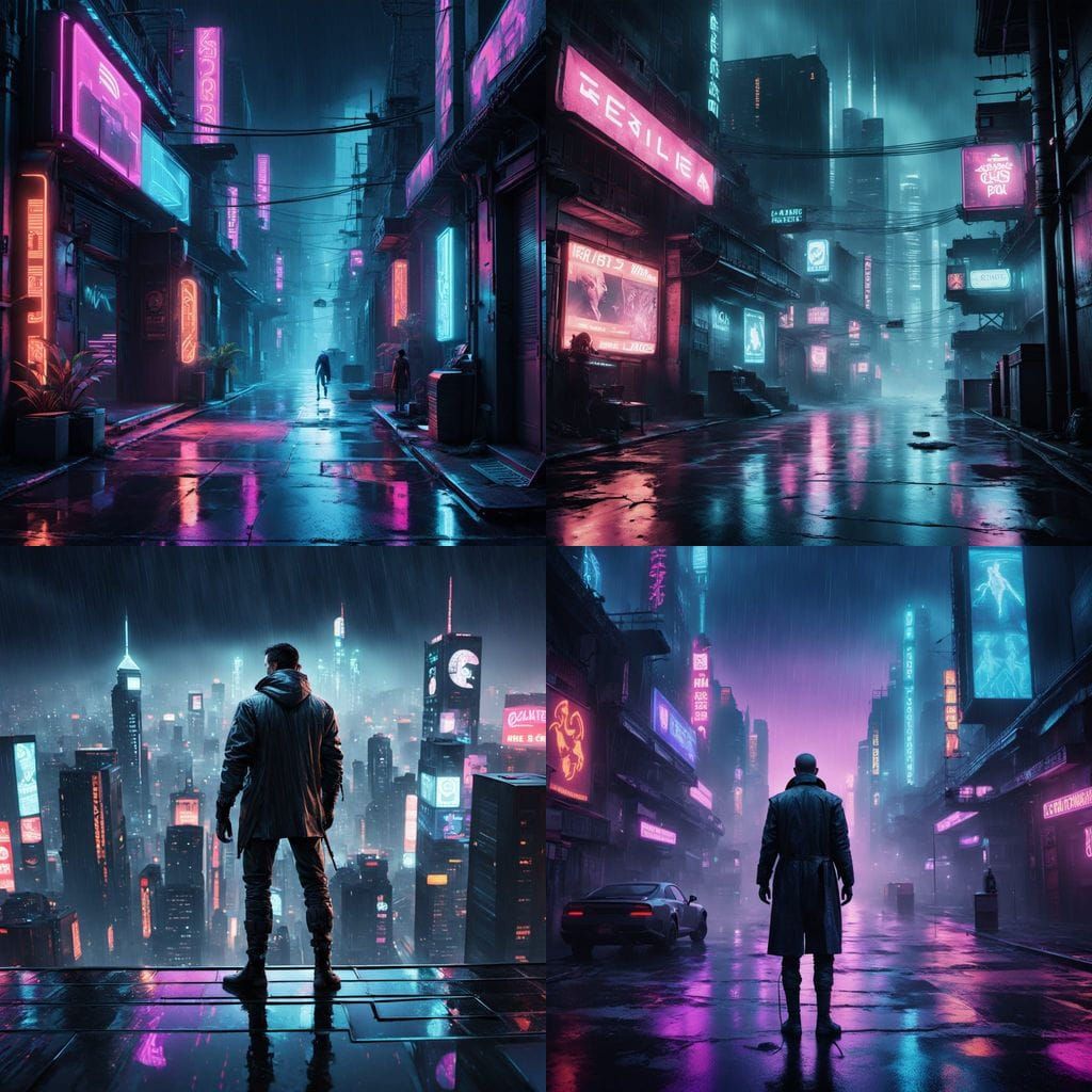 Ghost walker - Cyberpunk Warrior in Neon Storm