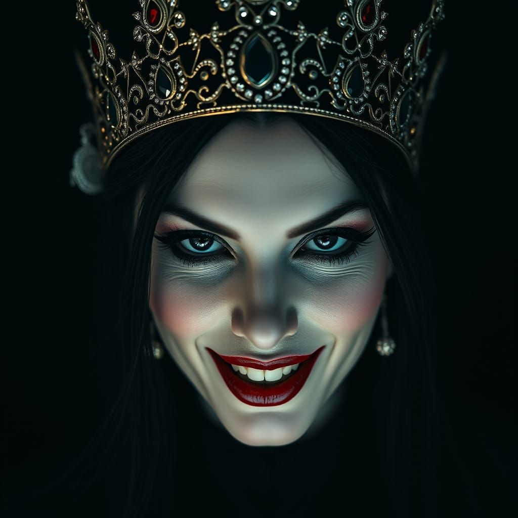 Gothic Vampire Queen Reigns with Sinister Majesty - AI Art