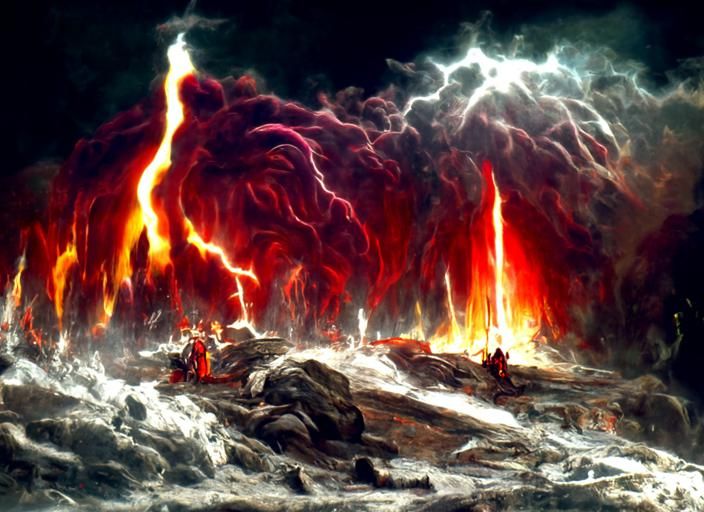 A meticulously composed render of an Hellish Firestorm made of Raging ...