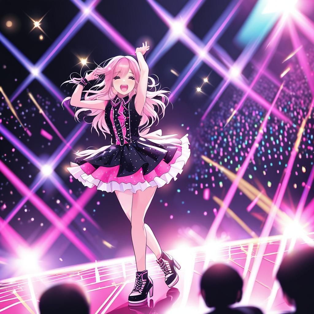Glamorous K-Pop Idol Performs Under Vibrant Stage ... - AI Art