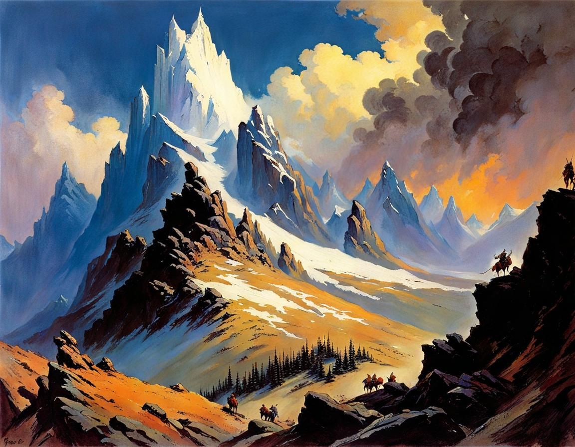 Remake. Mountains, by Frank Frazetta 2 - AI Generated Artwork ...