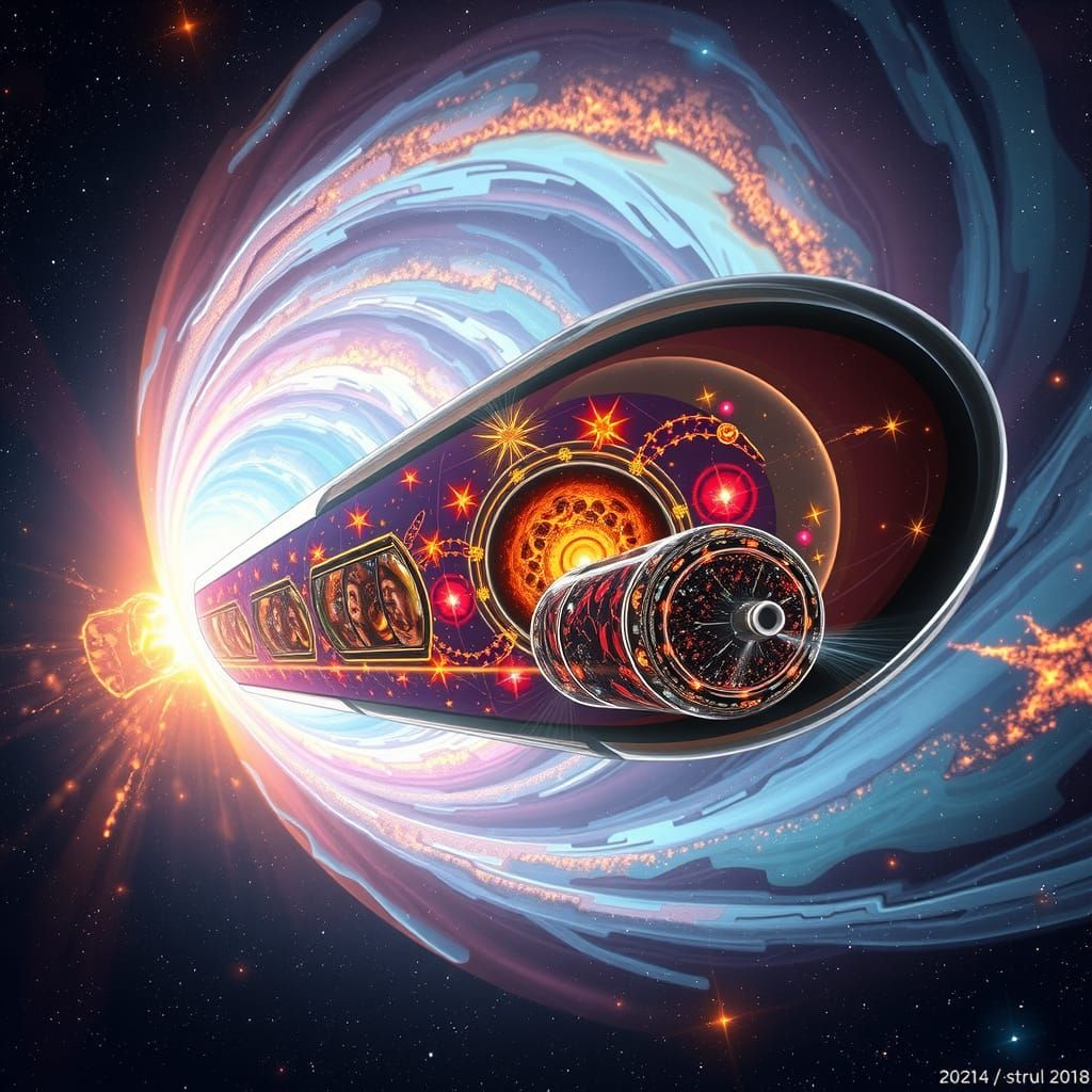 Cosmic Vessel Emerges from Wormhole in Celestial O... - AI Art