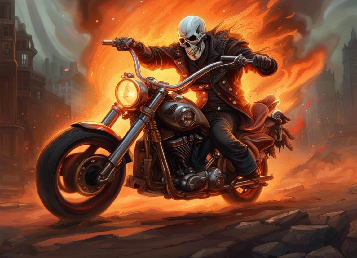 Skeleton Ghost Rider - AI Generated Artwork - NightCafe Creator