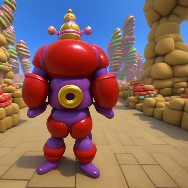 Magical herculean donut man clad in candy armor, realism, 78k, unreal ...