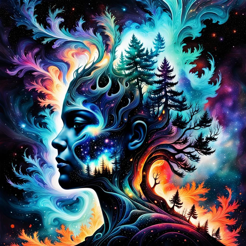 Forest Galaxy Head - AI Generated Artwork - NightCafe Creator