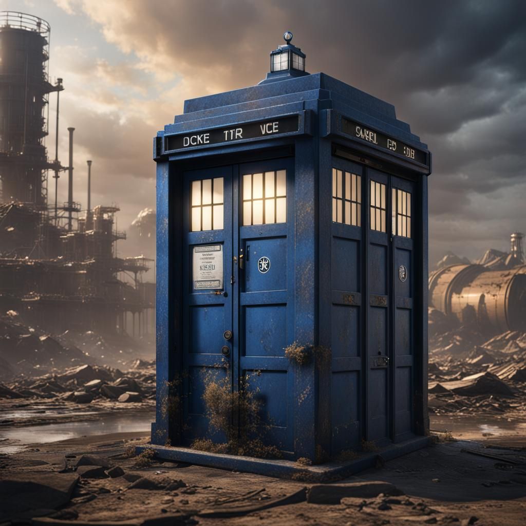 The Tardis standing on a industrial wasteland - AI Generated Artwork ...