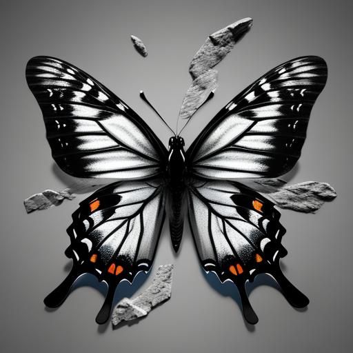 Black and white, butterfly, bas relief, 3d - AI Generated Artwork ...
