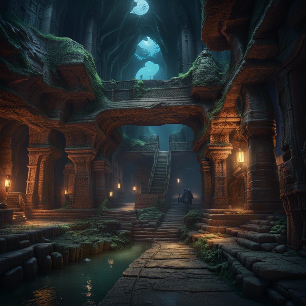 Underground labyrinth - AI Generated Artwork - NightCafe Creator