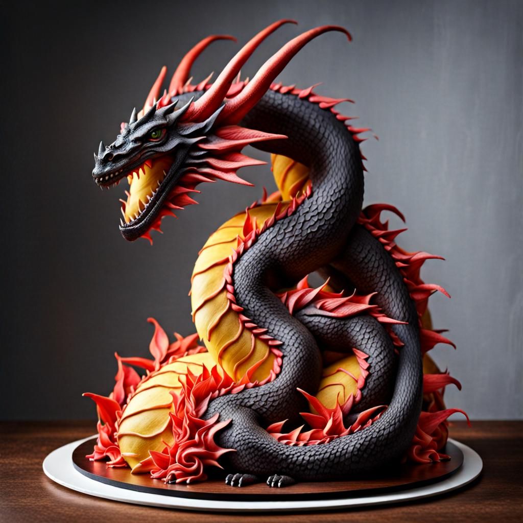 a hyperrealistic Cake that looks like a dragon - AI Generated Artwork ...
