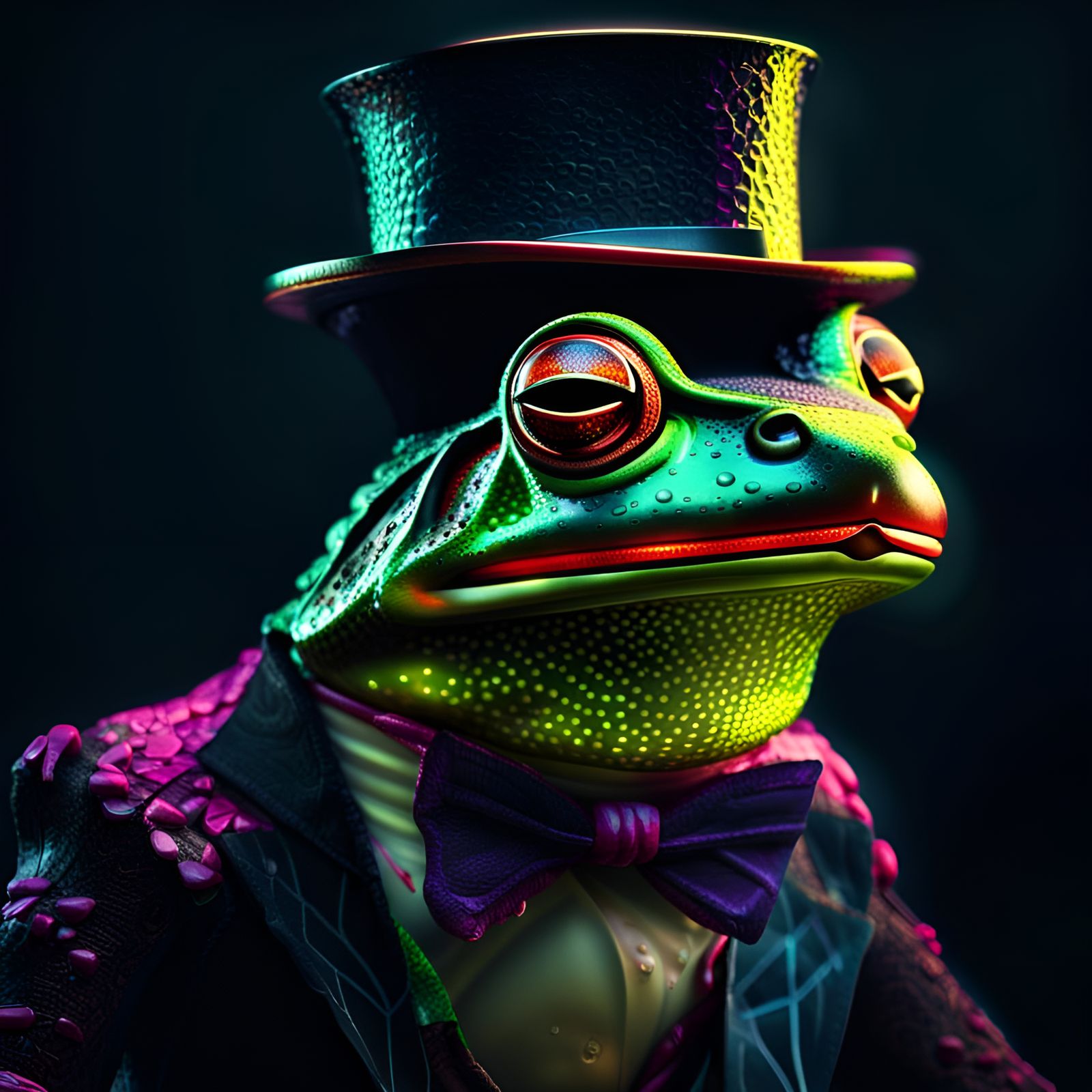 Dapper Neon Frog - AI Generated Artwork - NightCafe Creator