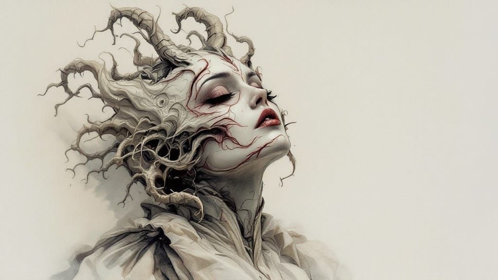 Ethereal Watercolor Portrait of an Imperious Woman... - AI Art