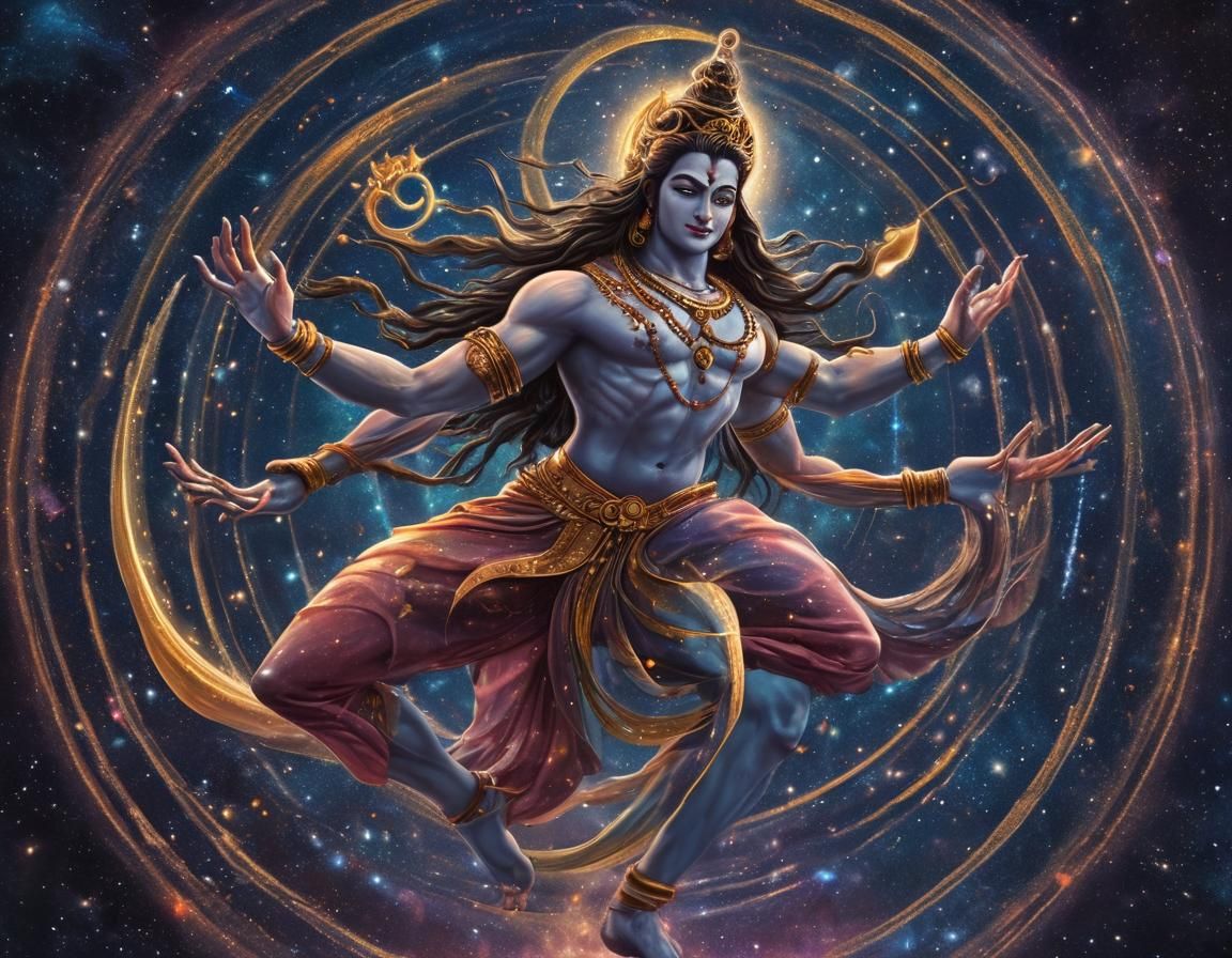 Lord Shiva performing his cosmic dance in space, - AI Generated Artwork ...