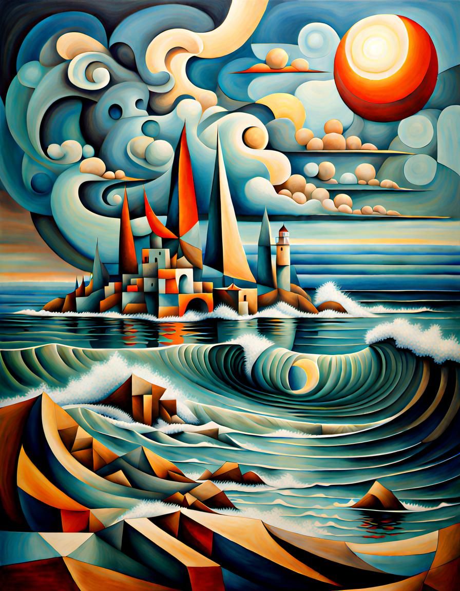 surreal cubism art seascape masterpiece - AI Generated Artwork ...