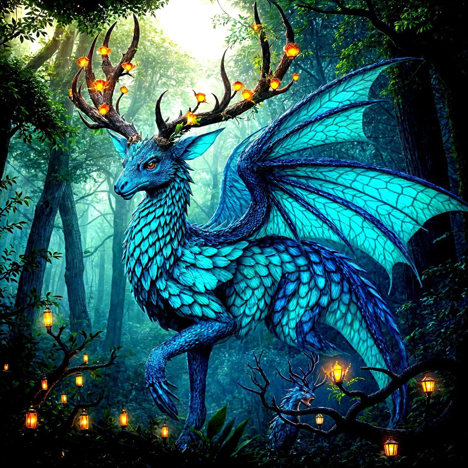 The Mythical Stagon (Stag & Dragon)