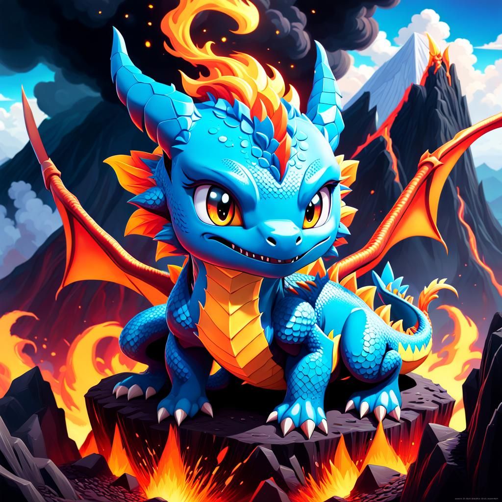 Blue Fire Dragon - AI Generated Artwork - NightCafe Creator