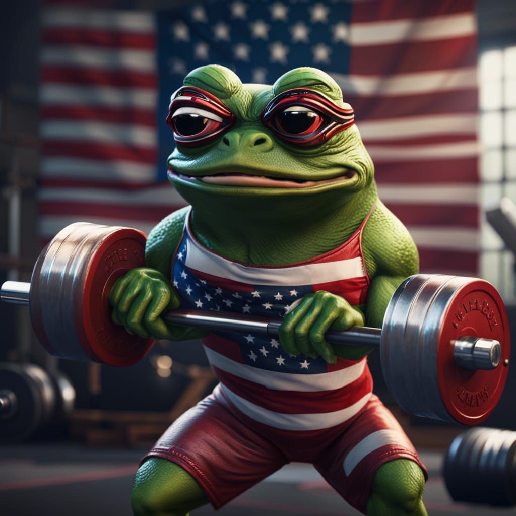 Pepe gets swole - AI Generated Artwork - NightCafe Creator